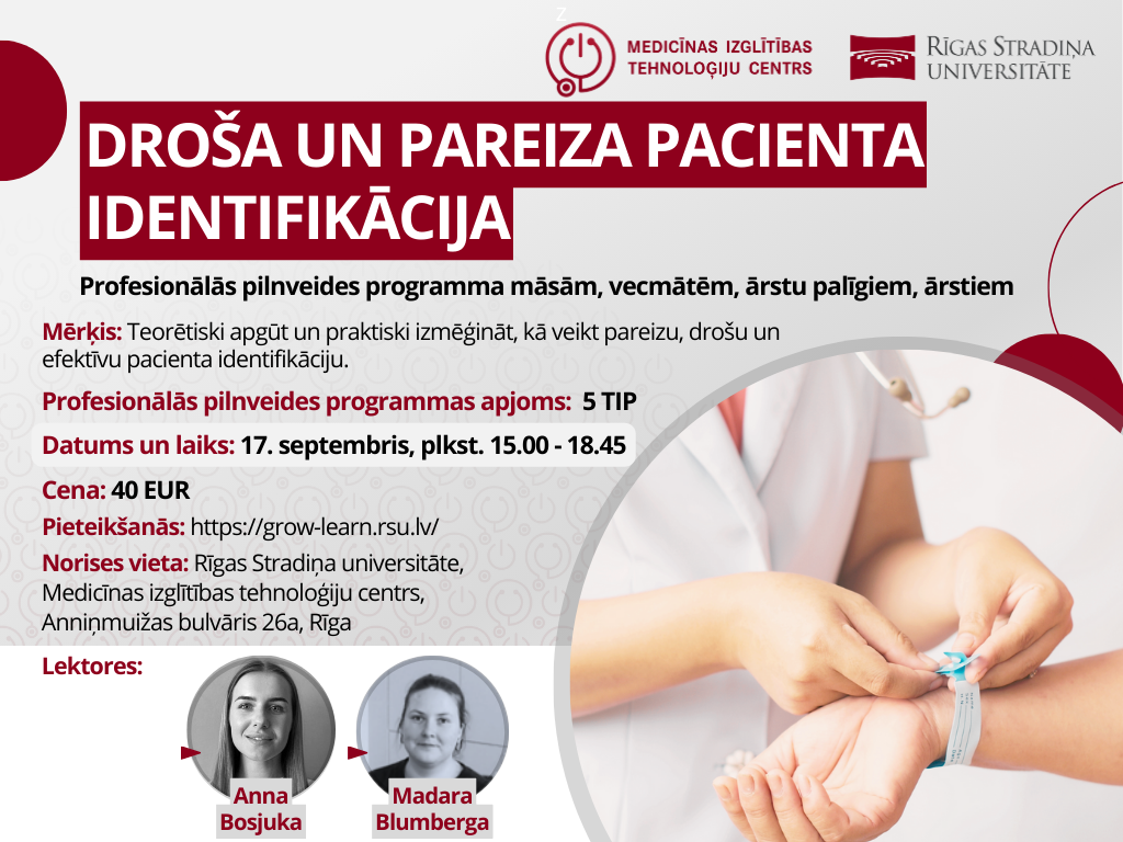 Profesionālās pilnveides kurss "Droša un pareiza pacienta identifikācija"