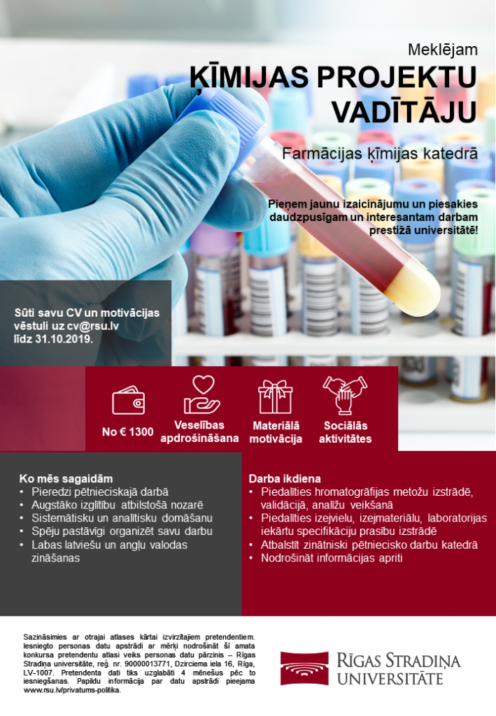 Ķīmijas projektu vadītājs | RSU